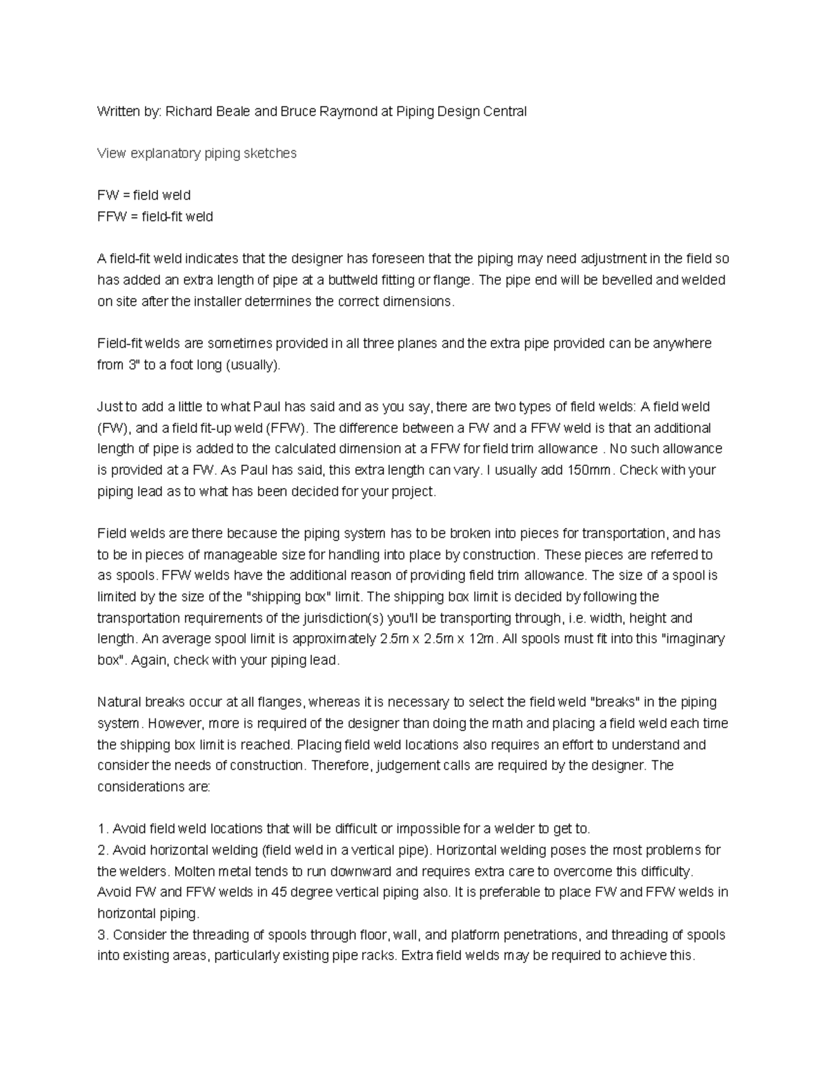 FW vs FFW: Understanding Field Welding Types and Applications - Studocu