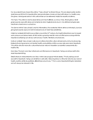 [Solved] articulate the core idea of the text in Nicole Peluses article ...