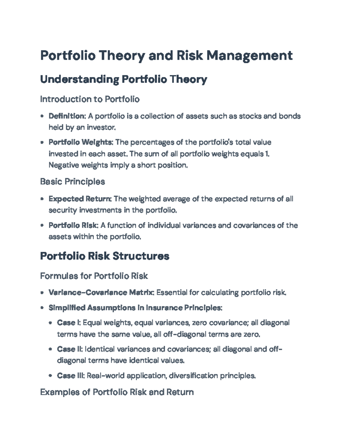 Portfolio Theory & Risk Management: Strategies for Optimizing ...