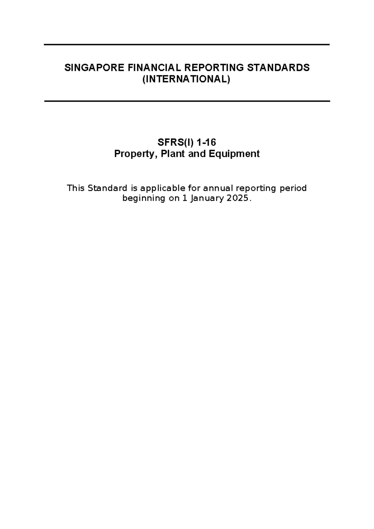 SFRS(I) 116 (2025) - Property, Plant and Equipment Overview - Studocu