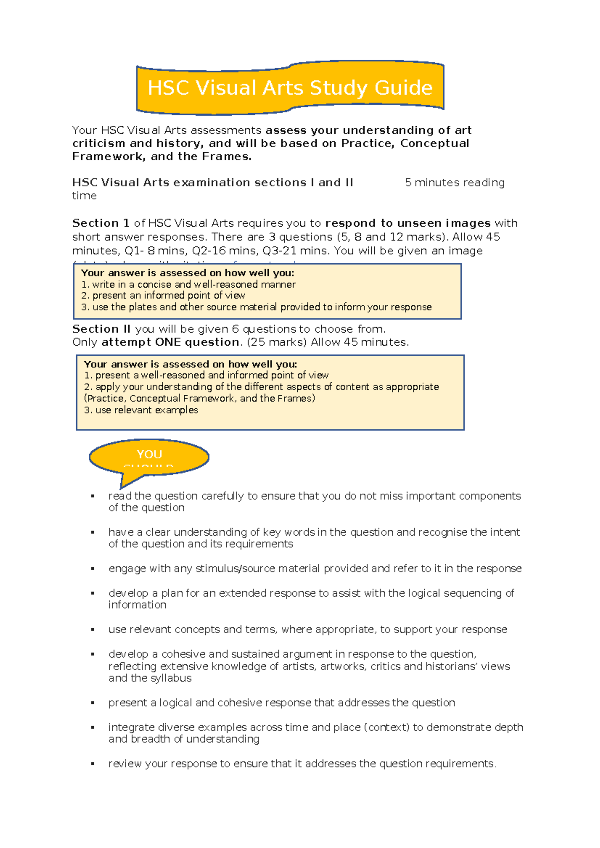 HSC Visual Arts Study Guide: Key Concepts & Exam Strategies - Studocu