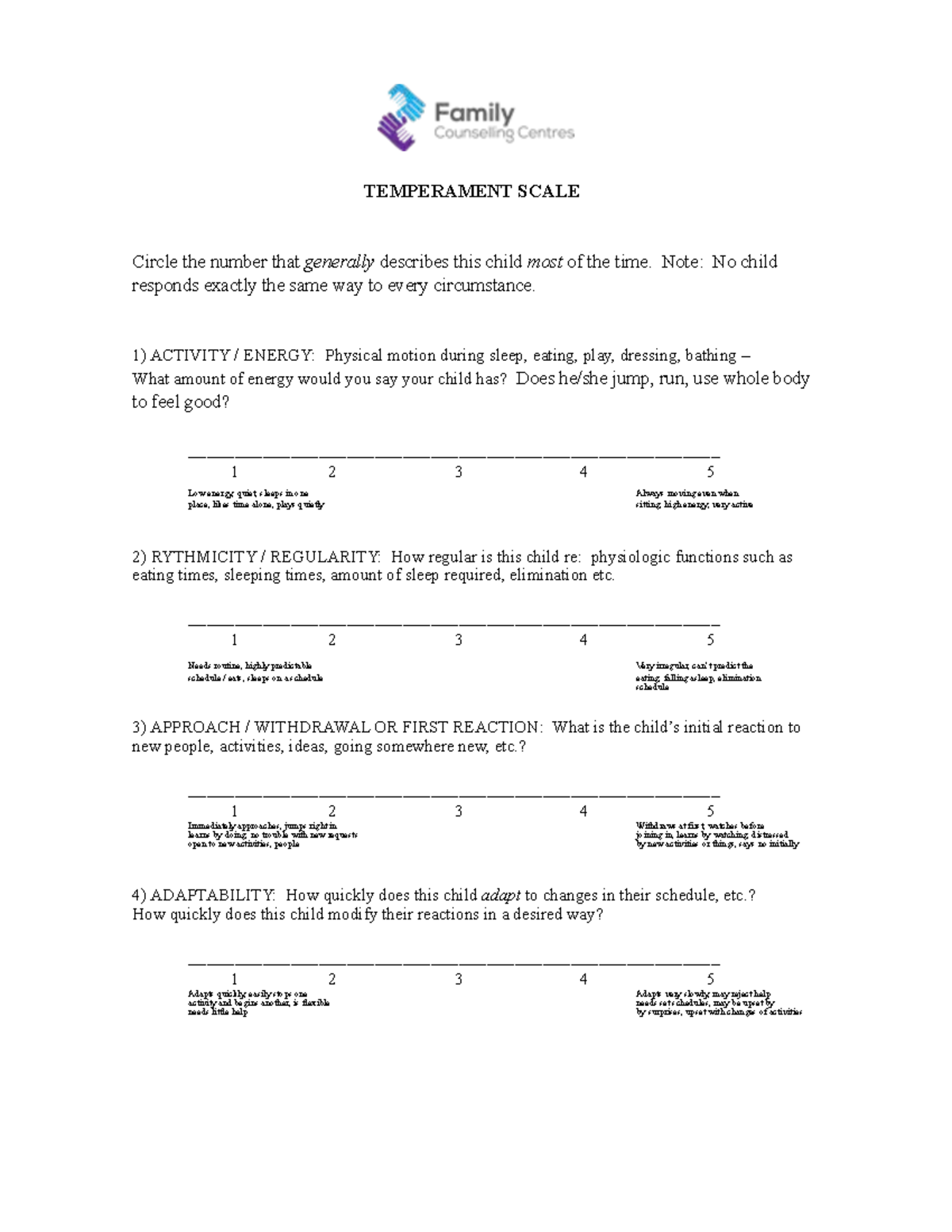 Temperament Scale Notes: Child Behavior Assessment - Studocu