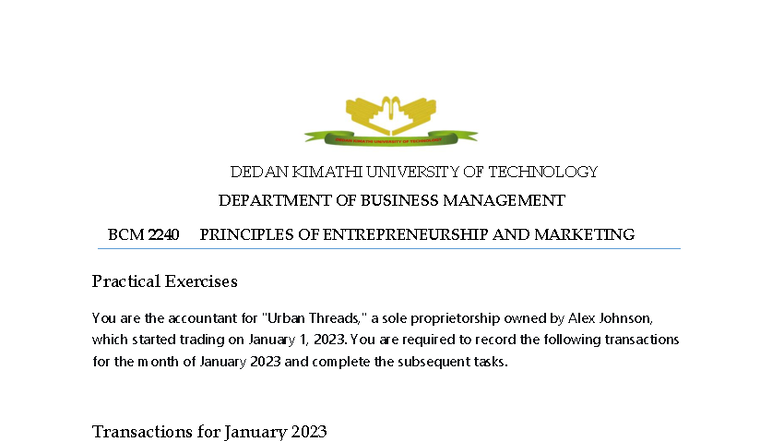 BCM 2240 Practical Exercises: Double Entry Accounting for Alex Johnson ...