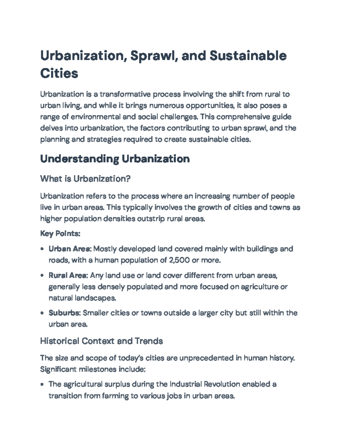 Urbanization, Sprawl, and Sustainable City Planning: Challenges ...