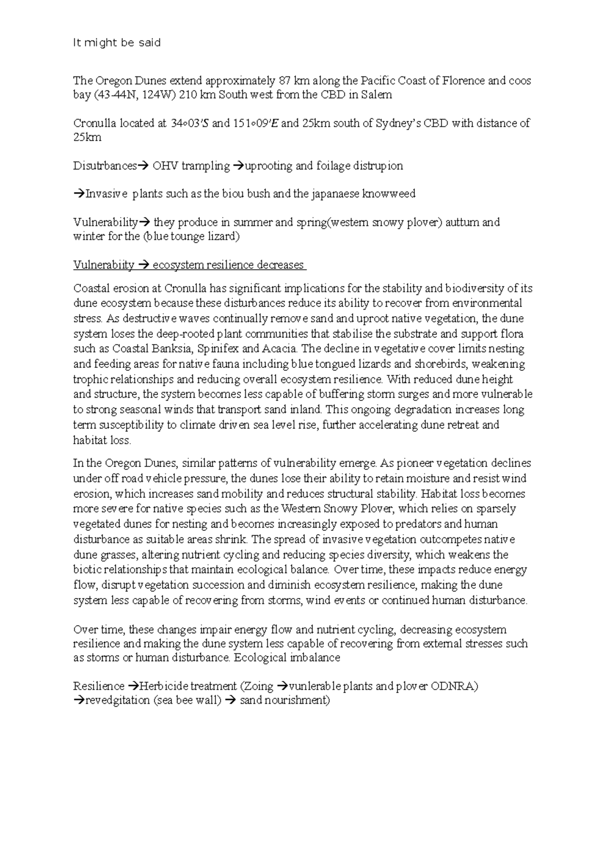 Cheatsheet for GEO 101: Ecosystems & Biodiversity in Oregon & Cronulla ...