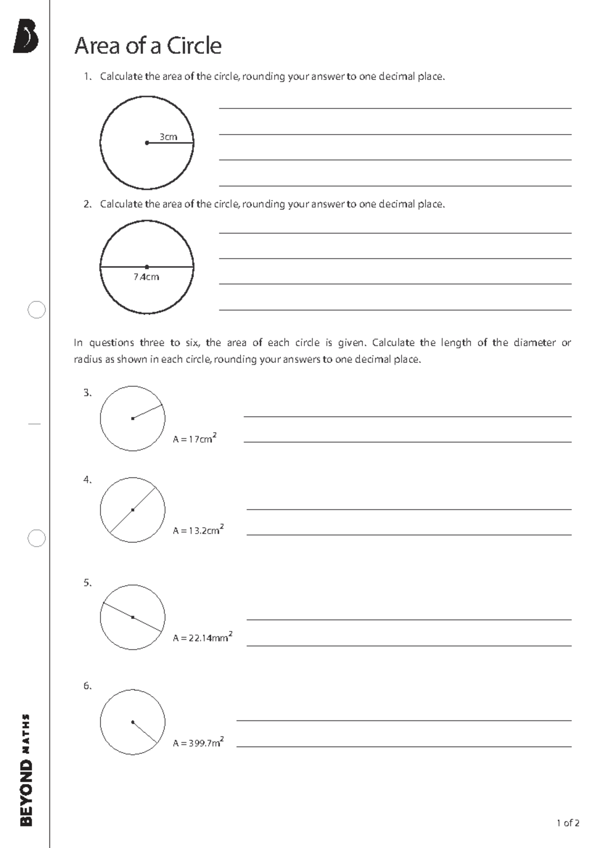 Area of a Circle - Worksheet (Math 101) - Studocu