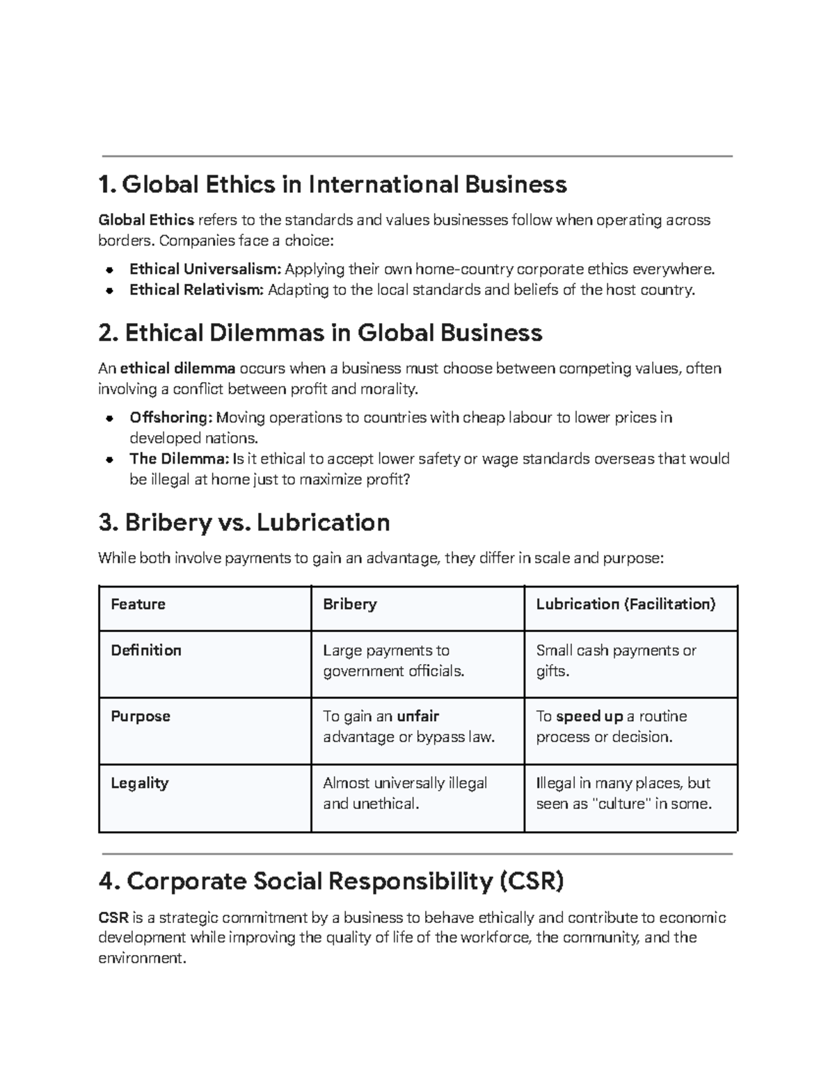 Global Ethics in International Business: Key Concepts and CSR Insights ...