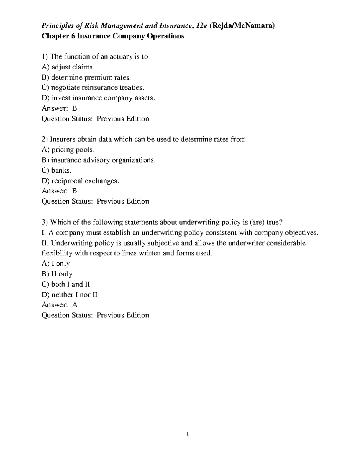 Chapter 3 - Testbank - Principles of Risk Management and Insurance, 12e ...