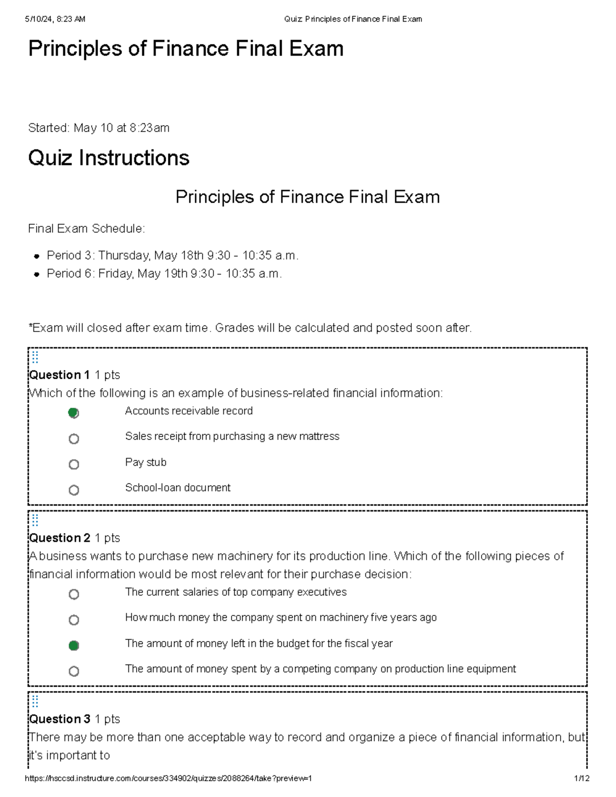 Principles of Finance FIN 301 Final Exam Review Guide - Studocu
