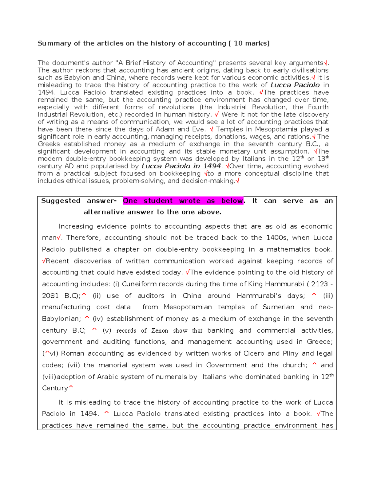 CACA001 - Assignment 1: Summary of Accounting History Articles - Studocu