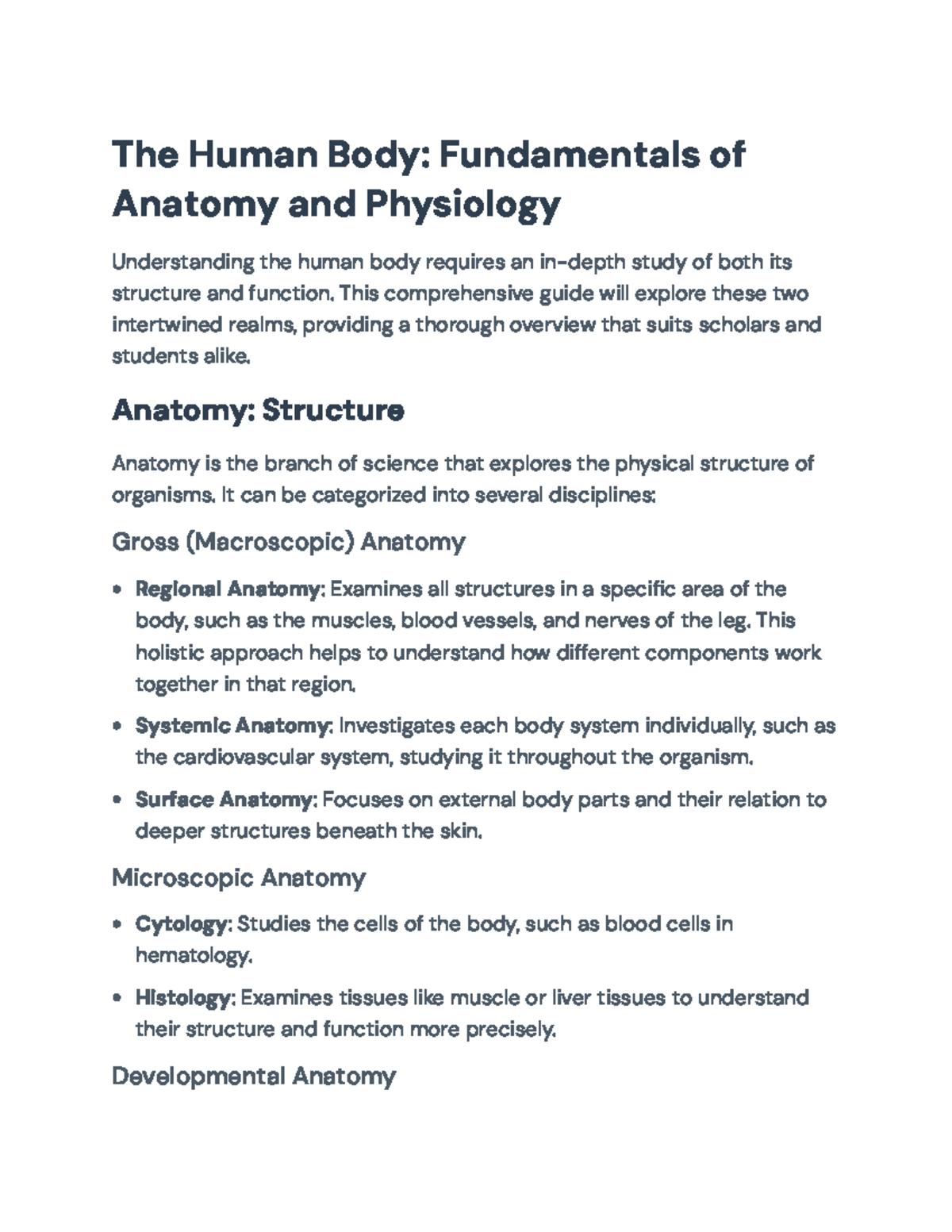 Human Body: Anatomy and Physiology Overview Guide (Course Code) - The ...