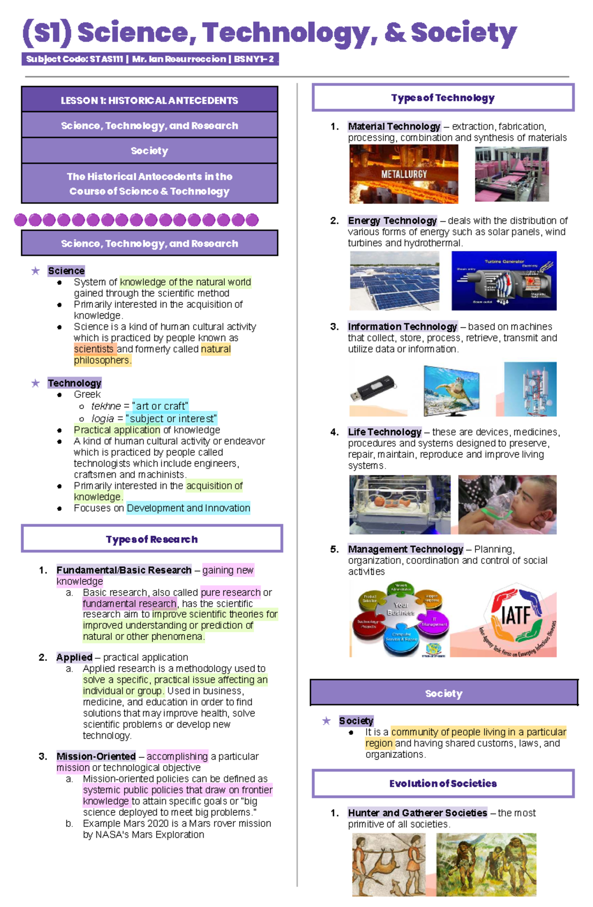 S1-STAS111: Lesson 1 - Historical Antecedents of Science & Technology ...