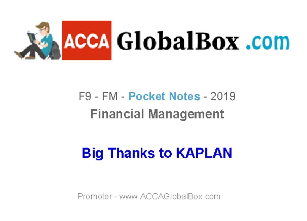 F9-FM-Pocket Notes - Key Concepts in Financial Management - Studocu