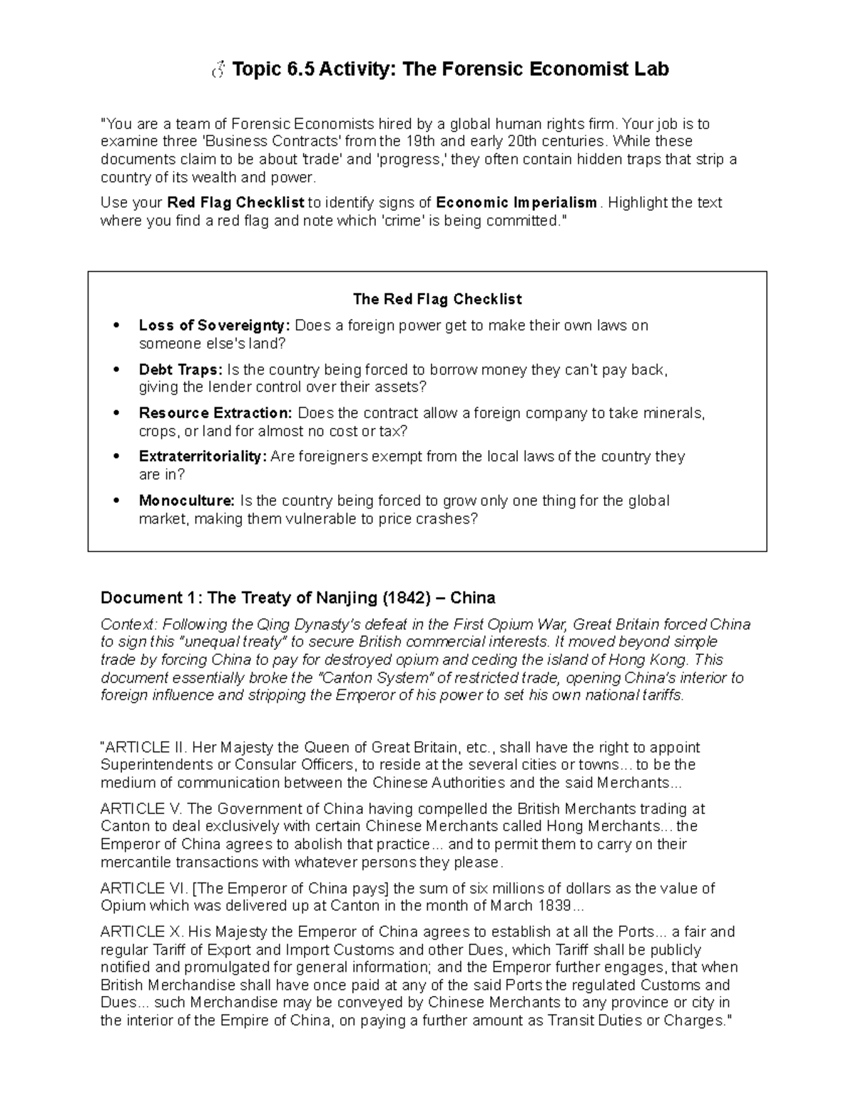 6.5 Activity: Analyzing Economic Imperialism in Historical Documents ...