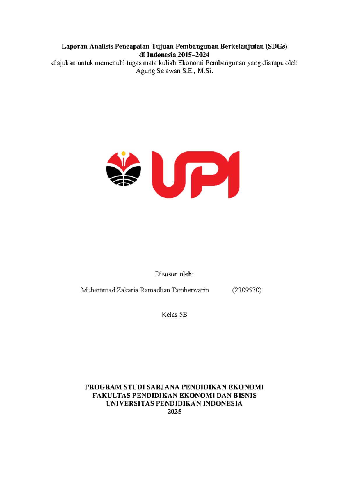 Laporan Analisis Pencapaian SDGs di Indonesia - Ekonomi Pembangunan ...
