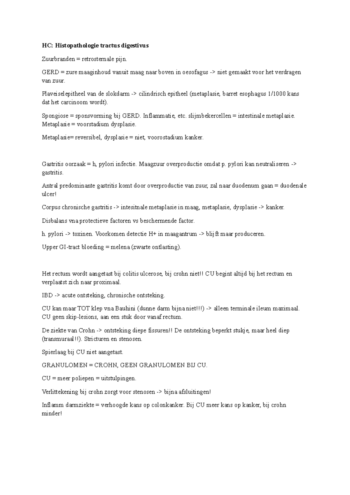 HC: Histopathologie van het Digestief Stelsel - Kanker Risico's en IBD ...