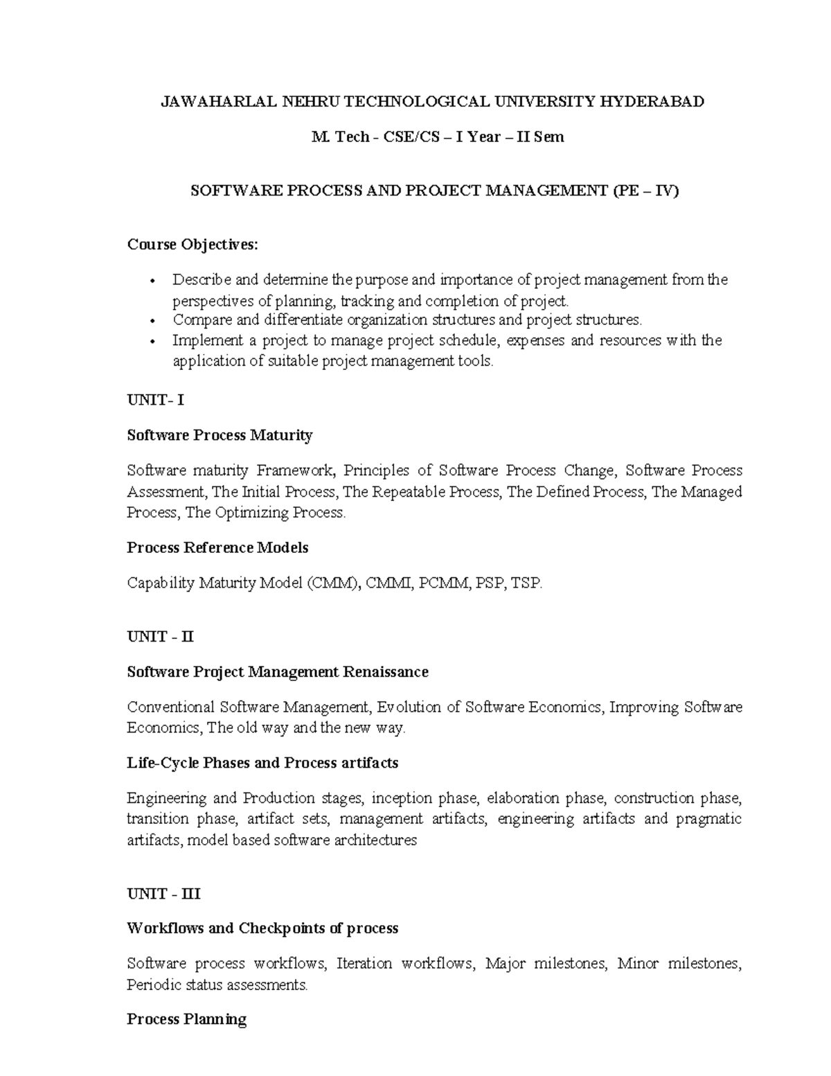SPPM (PE IV) Unit 1 Notes: Software Process & Project Management - Studocu