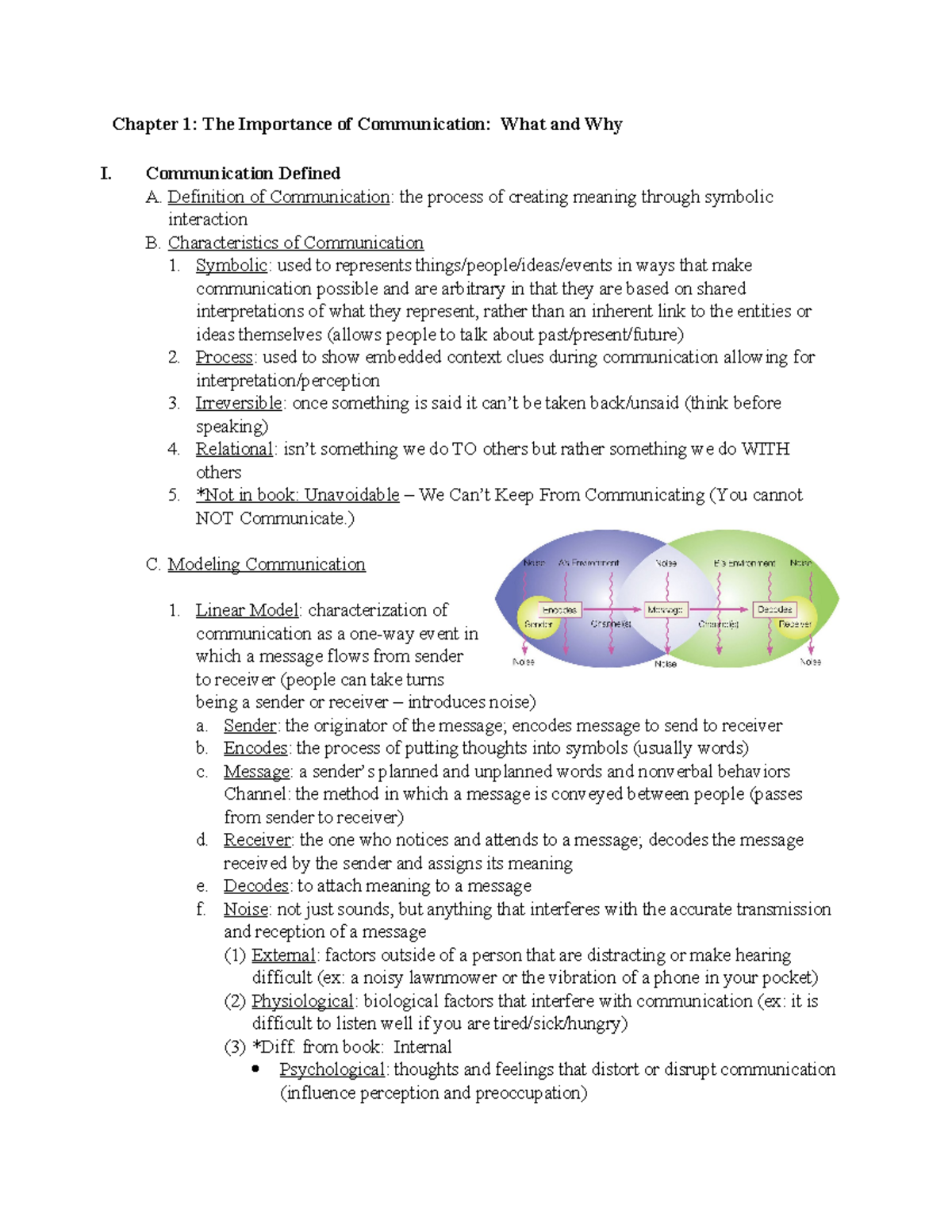 Speech 1311 Chapter 1-3: Key Communication Concepts and Notes - Studocu
