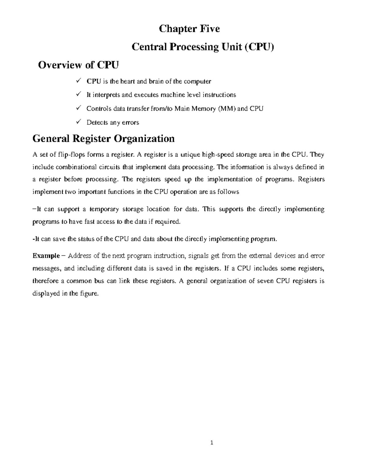 Chapter 5: CPU Overview and Functionality in COA - Studocu