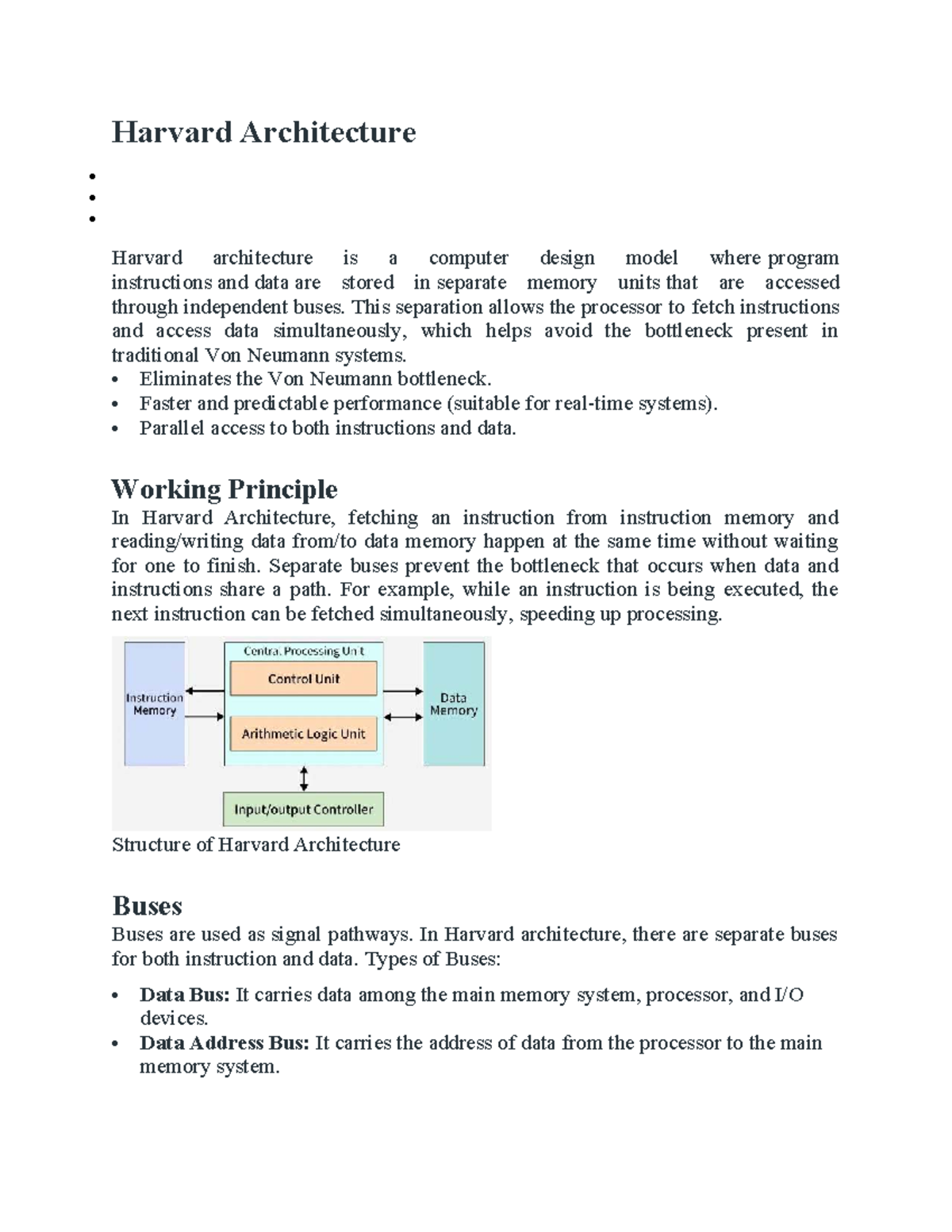 Harvard Architecture - Key Concepts and Principles Notes - Studocu