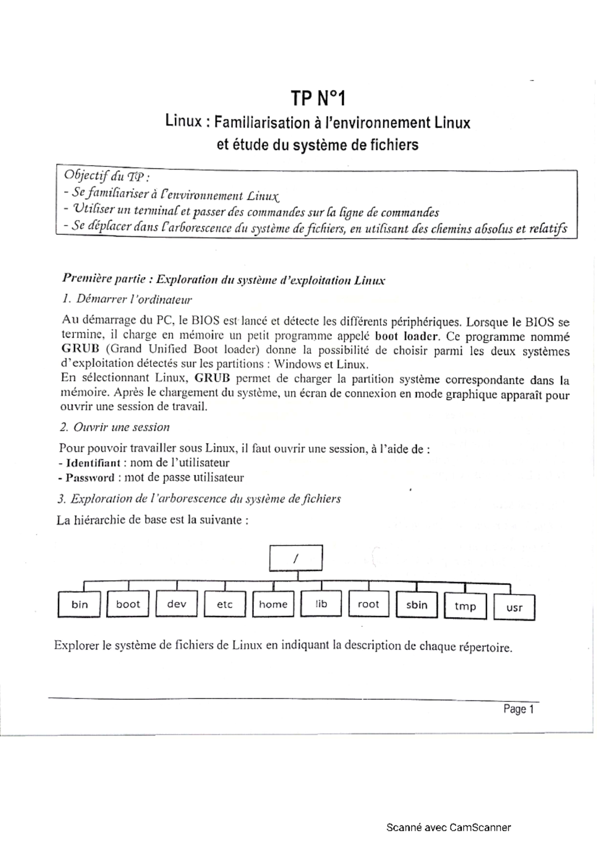 TP 1 - Familiarisation au Système Linux et Commandes de Base - Studocu