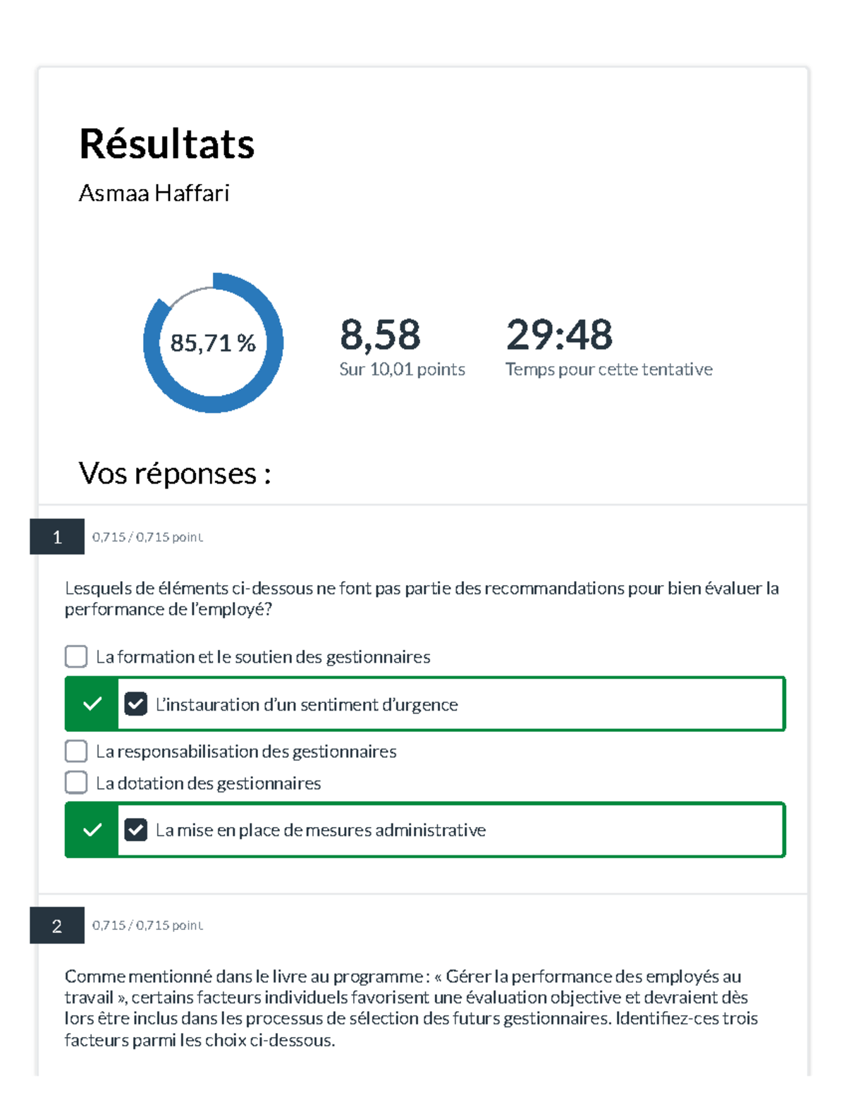 Quiz 2 - Évaluation de la Performance des Gestionnaires - Studocu