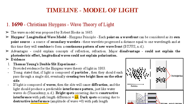 Timeline of Light Models: Huygens to Einstein (PHYS 101) - Studocu