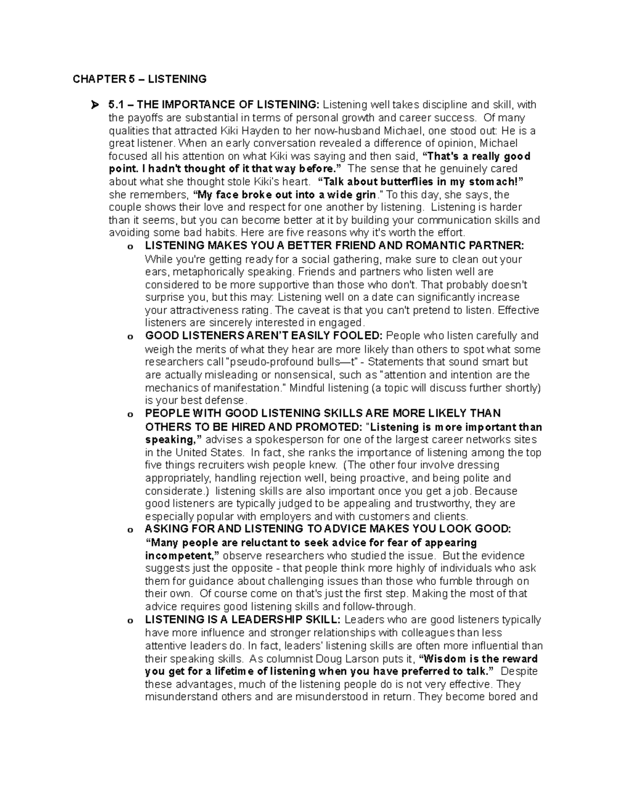 Chapter 5 SPCH: Effective Listening Skills and Common Misconceptions ...