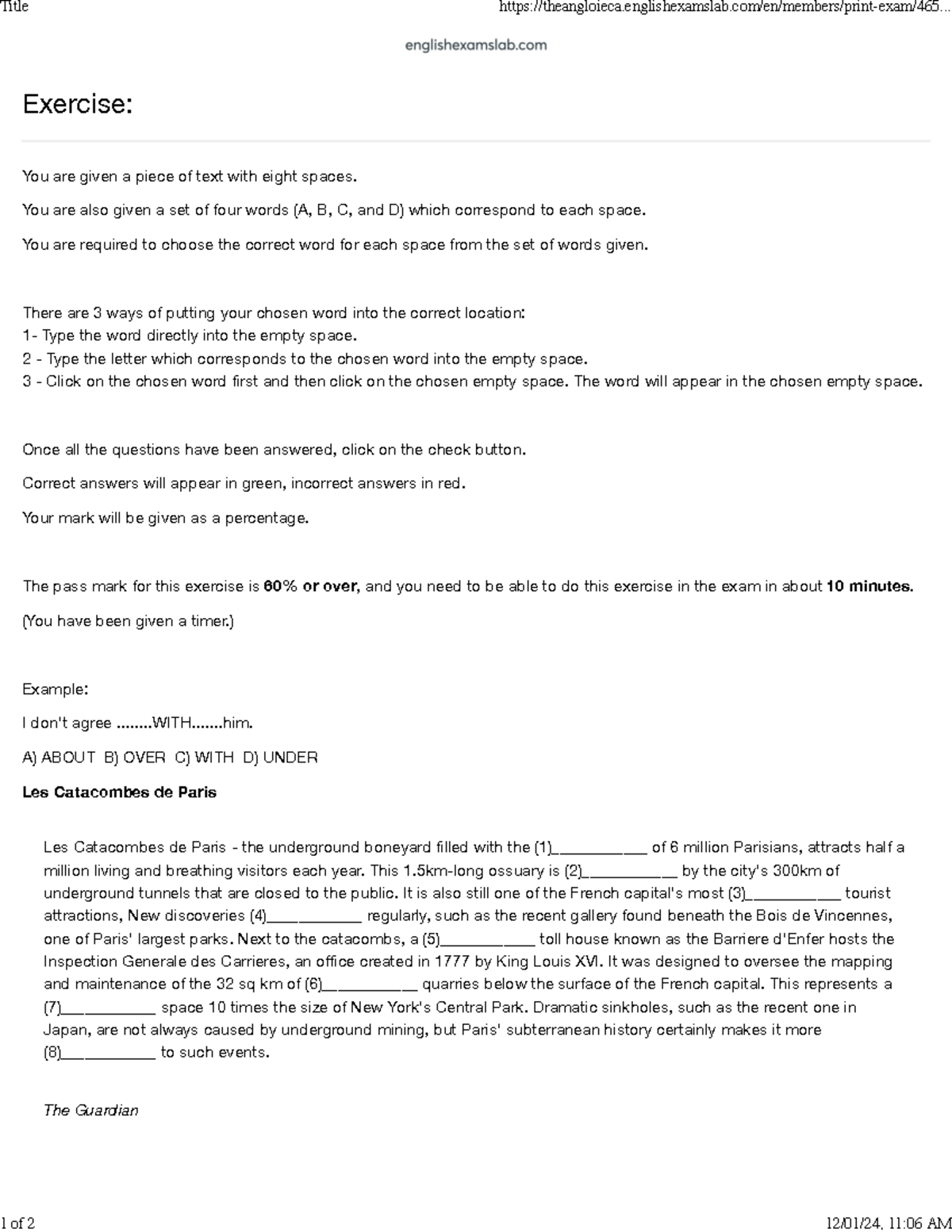 Use of English P1: Exercises on Fill-in-the-Blank Sentences - Studocu