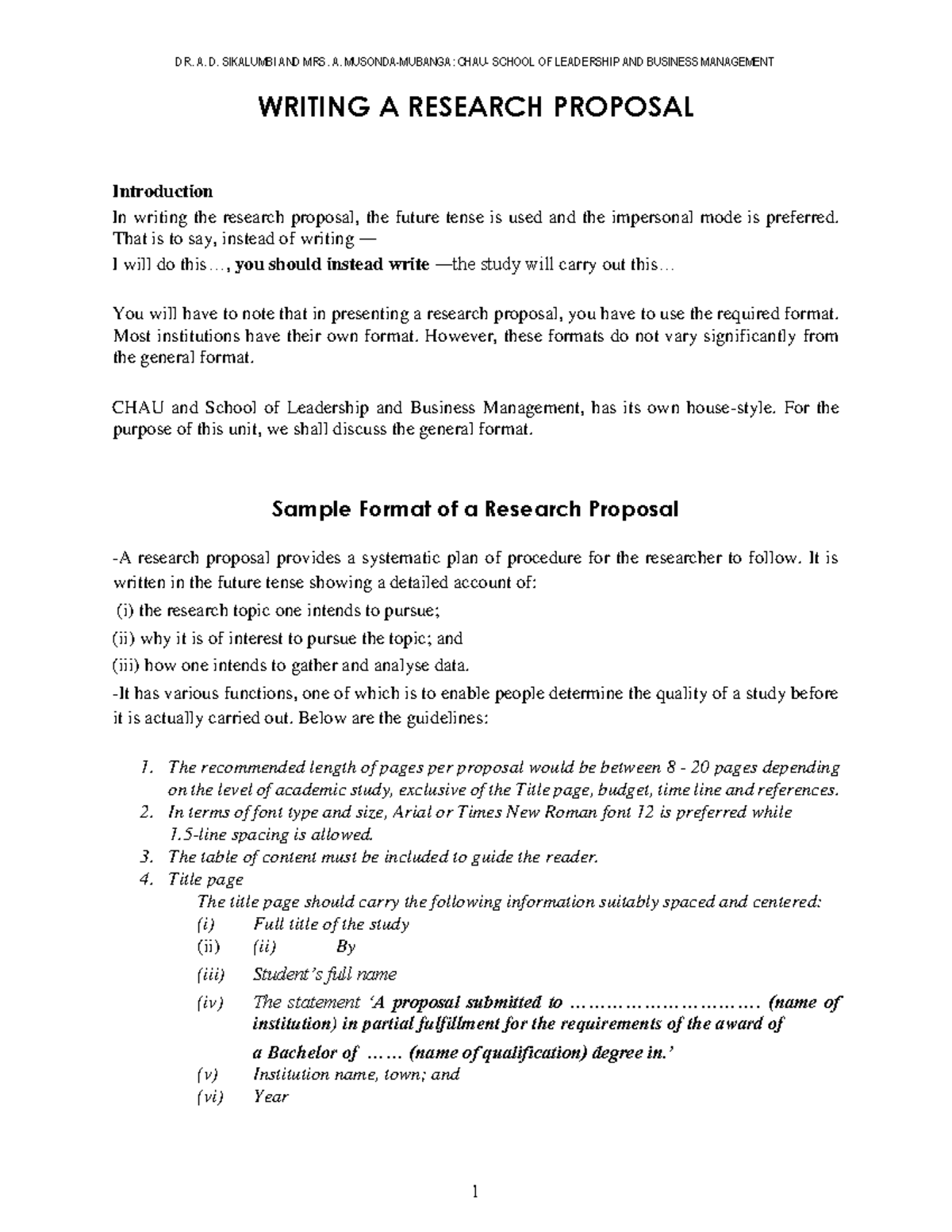 Writing A Research Proposal-1 - WRITING A RESEARCH PROPOSAL ...