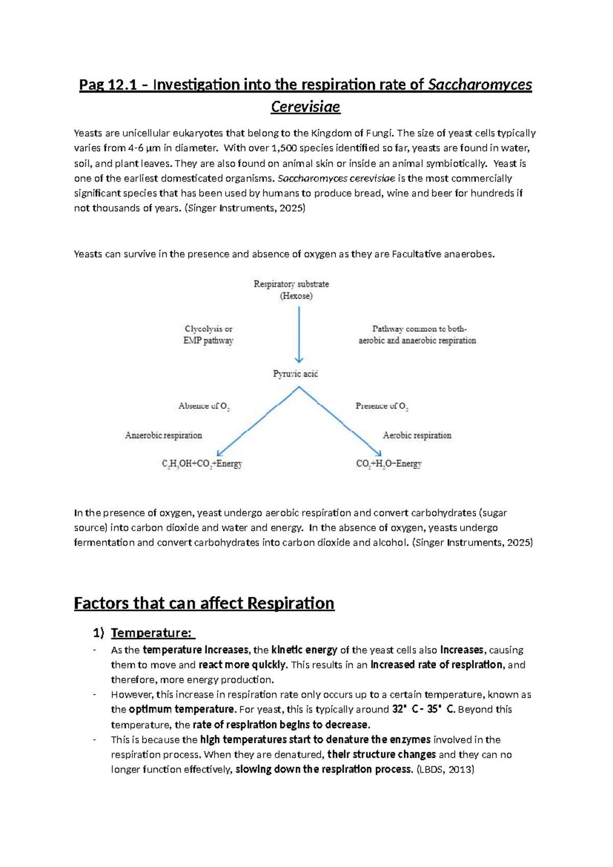 Pag 12.1 Biology OCR A: Respiration Rate of Saccharomyces Cerevisiae ...