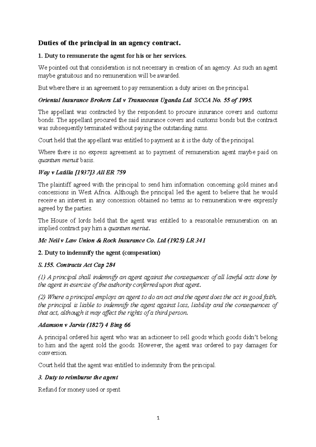 Duties of the Principal in Agency Contracts: Key Responsibilities ...