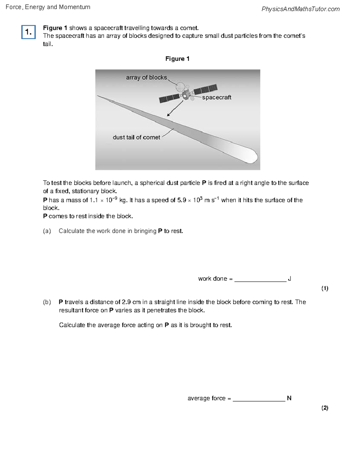 4.1 Force, Energy and Momentum: Comprehensive Question Paper - Studocu