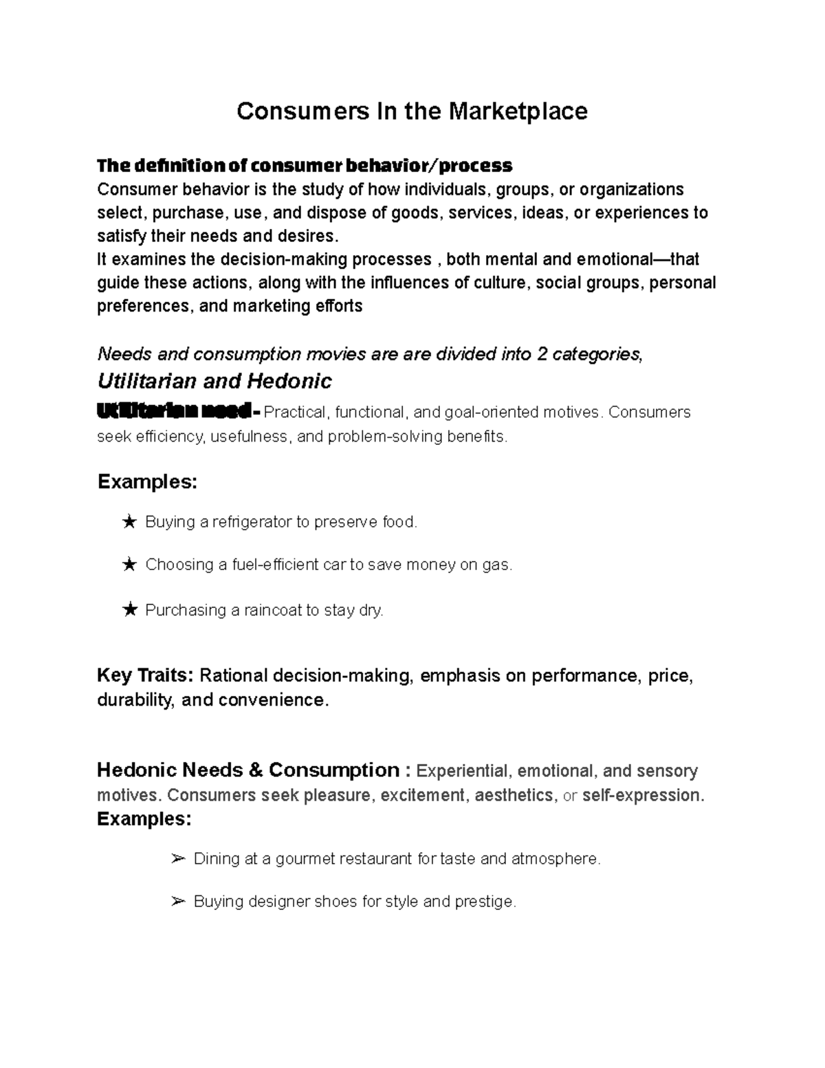Consumer Behavior Insights: Understanding Needs & Market Dynamics - Studocu