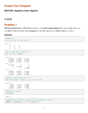 CS 350 Project One: Linear Algebra Network Analysis and Solutions - Studocu