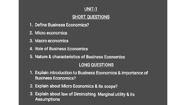 BCom Business Economics: Key Short & Long Questions - Studocu