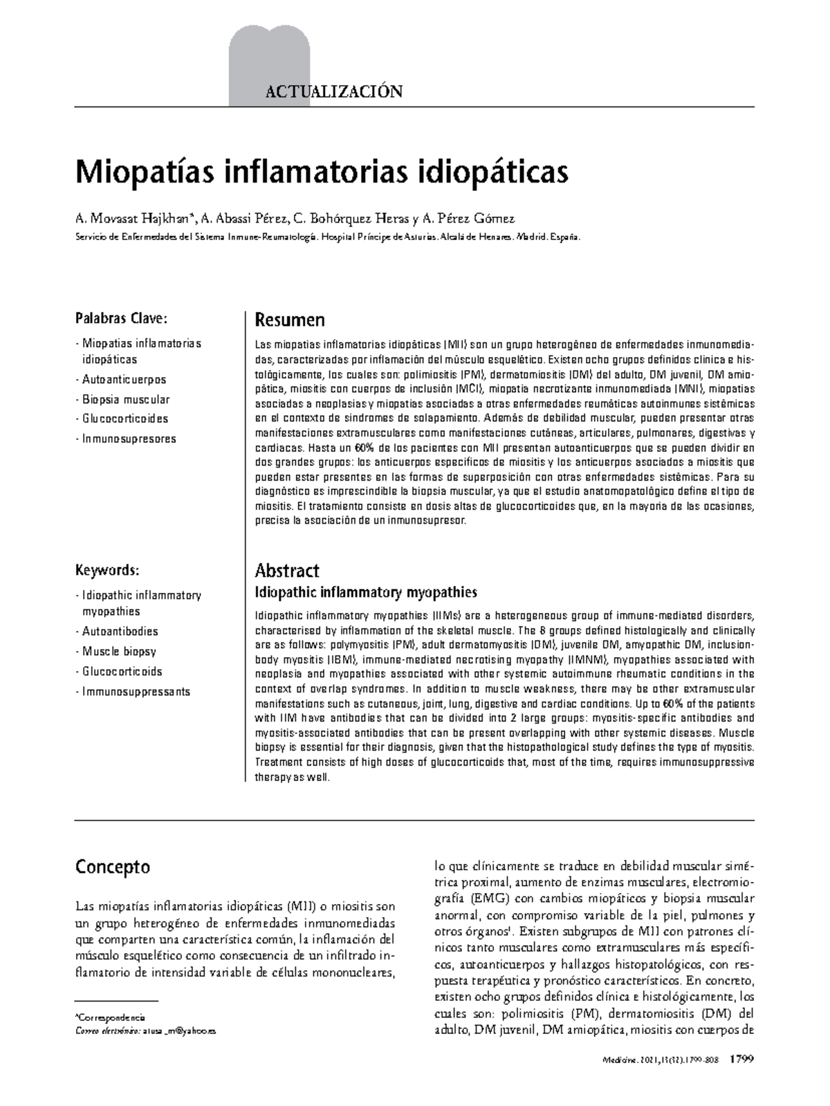 Miopatías Inflamatorias Idiopáticas: Actualización y Diagnóstico - MED ...