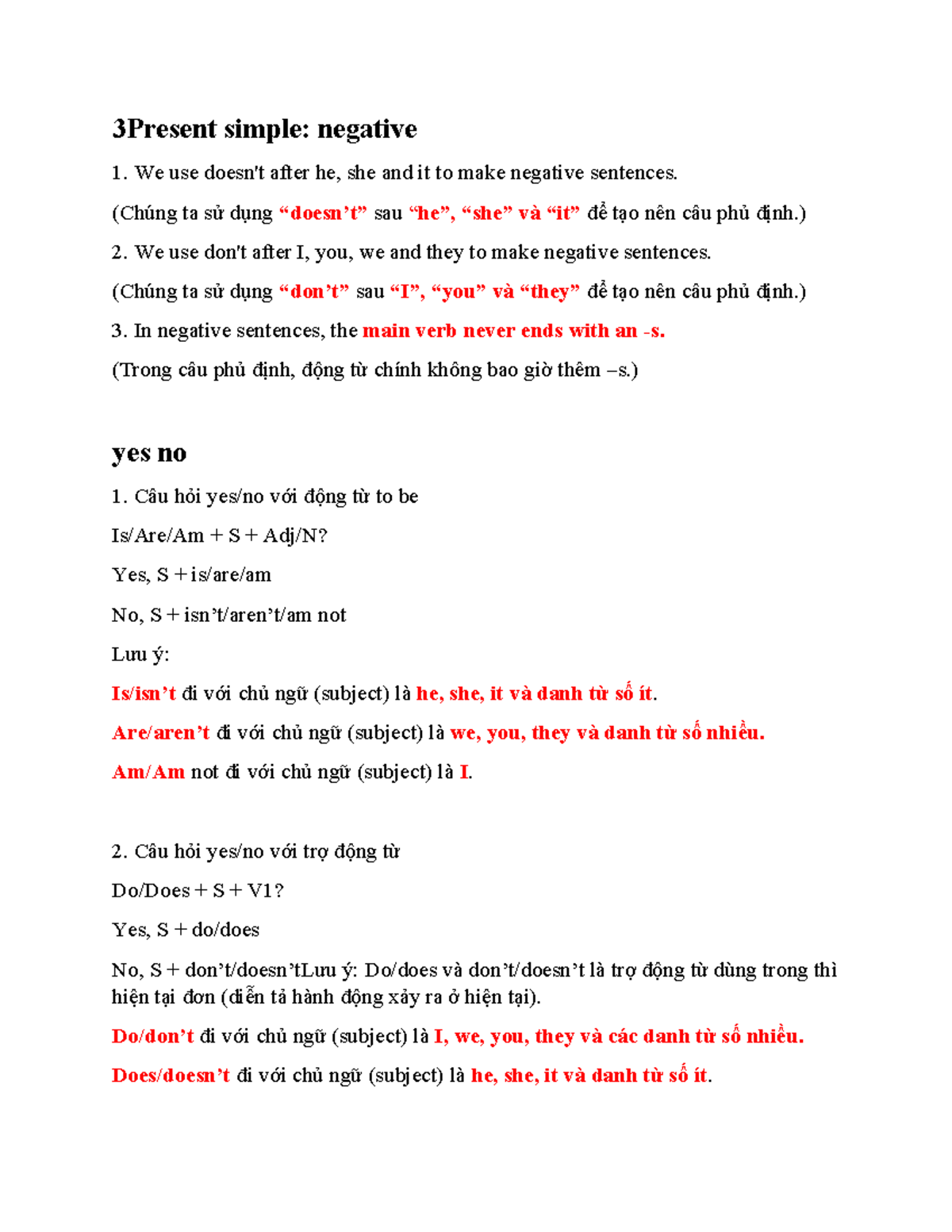 Present Simple: Negative Sentences & Usage Guide - Studocu