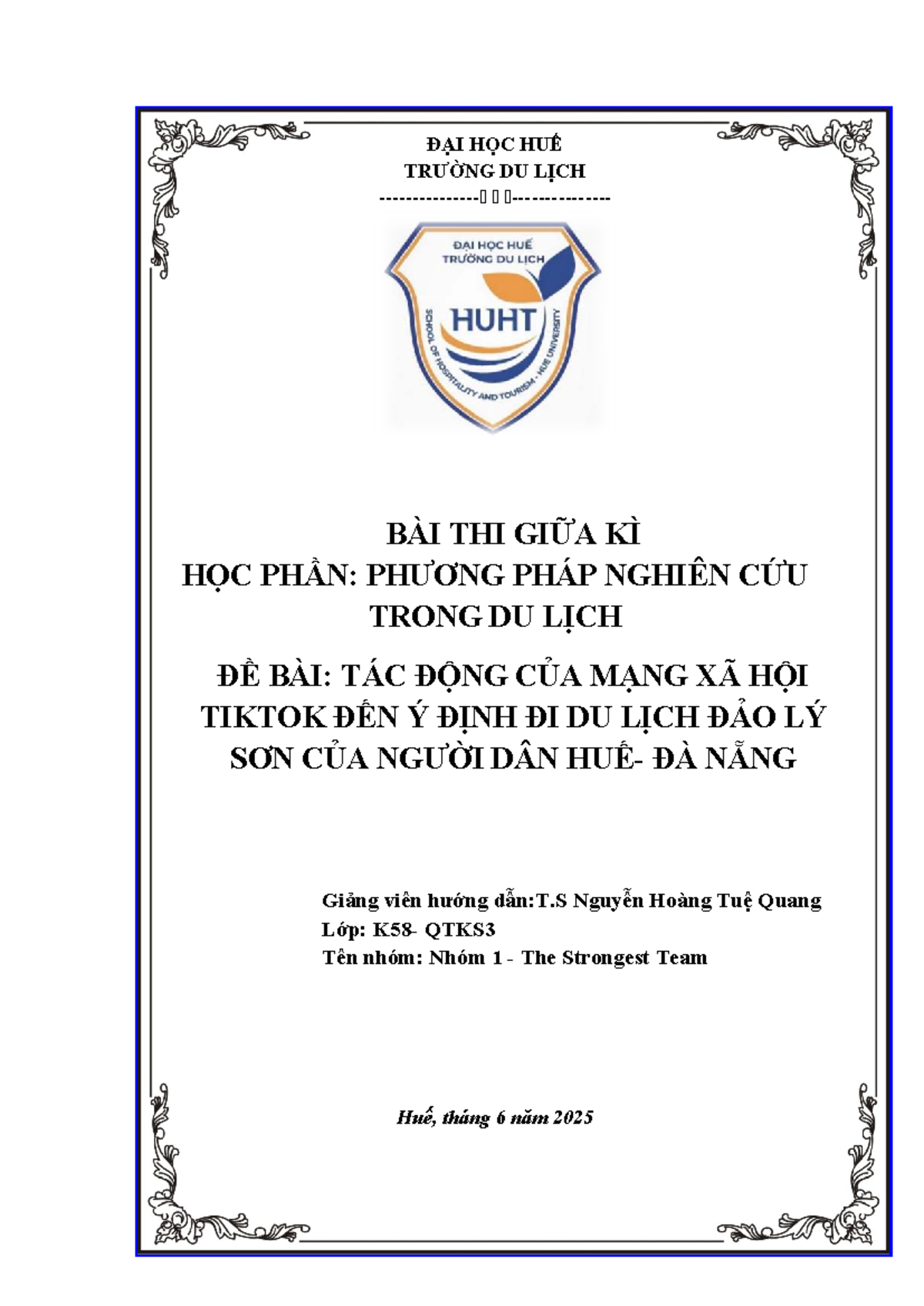 Tác Động Của TikTok Đến Ý Định Du Lịch Đảo Lý Sơn - QTKS3 - Studocu
