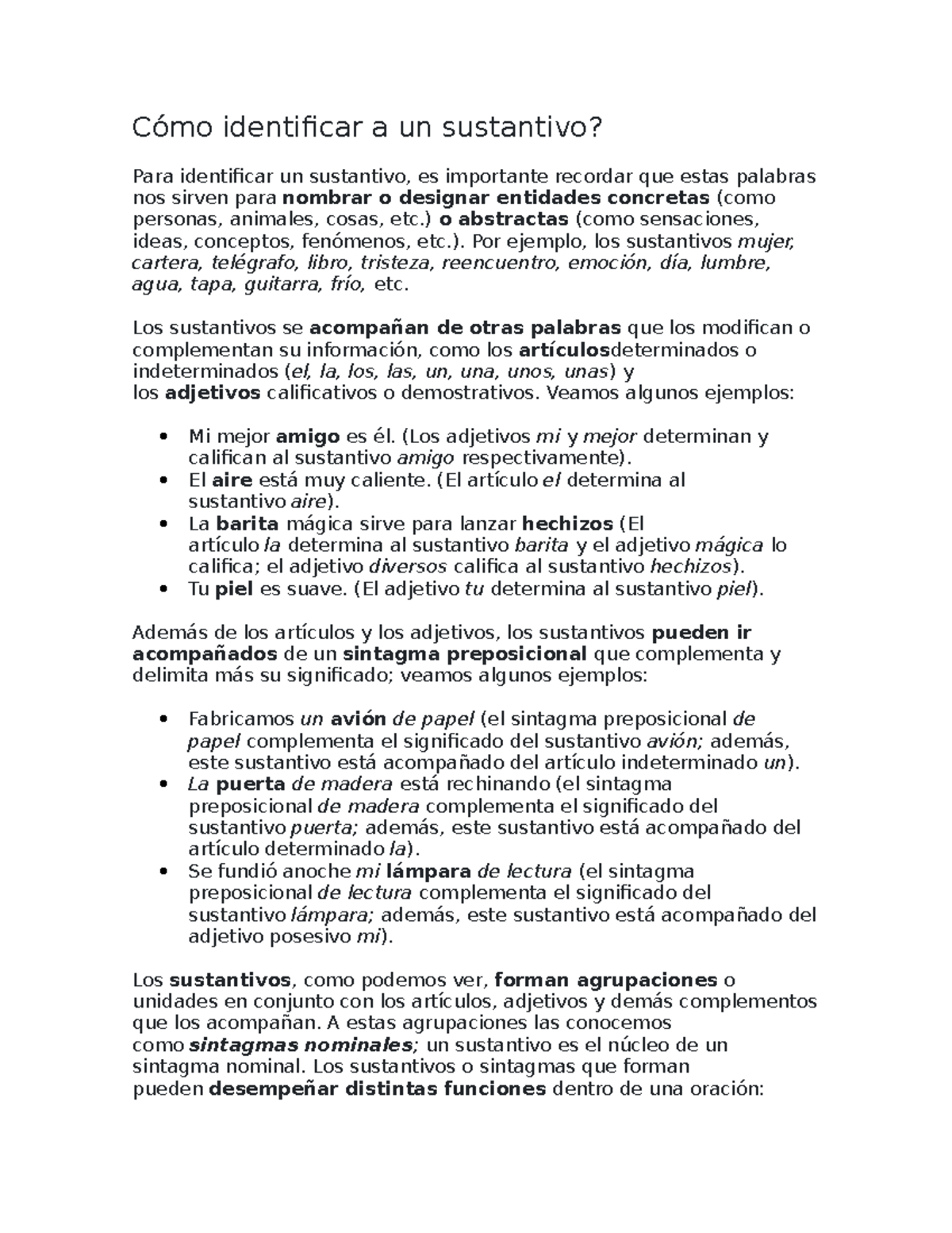 Cómo identificar a un sustantivo - Cómo identificar a un sustantivo ...