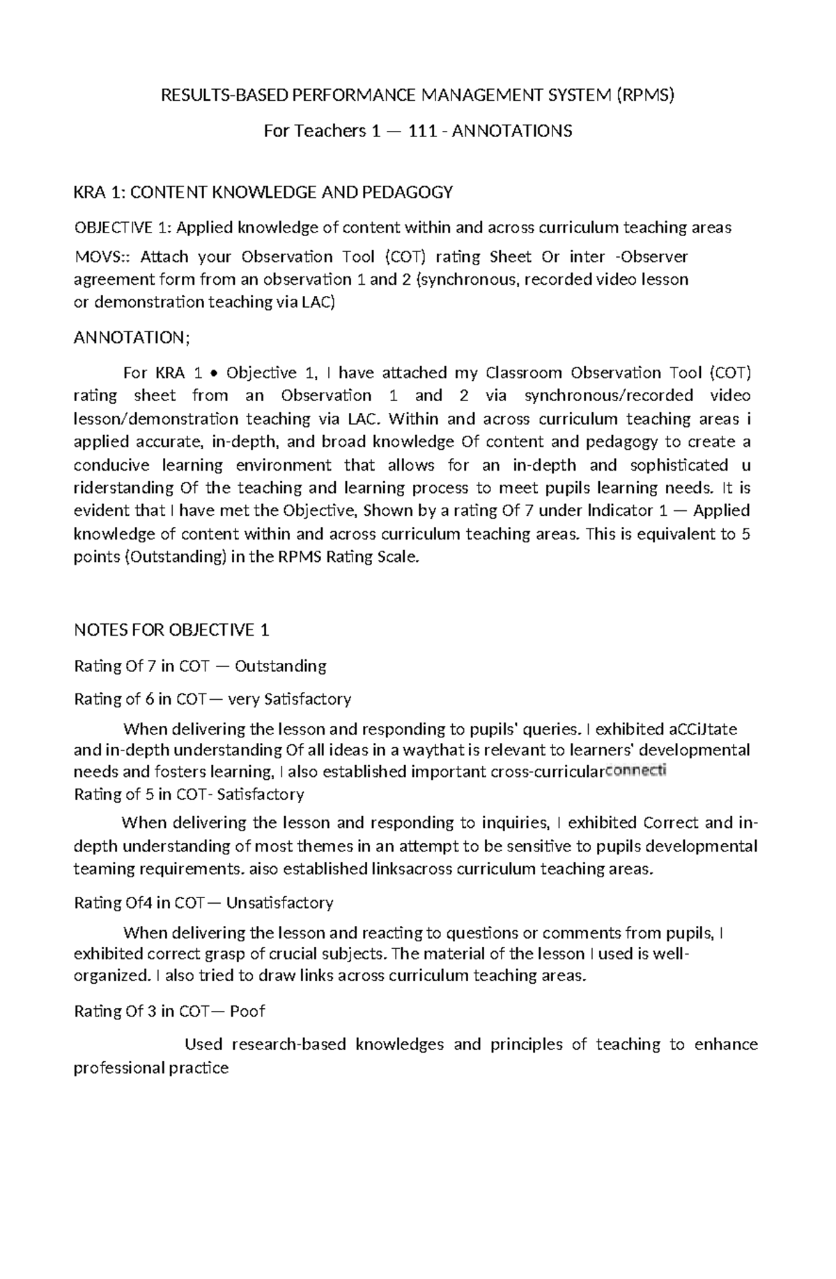 Annotation - annotion for rpms prtfolio - RESULTS-BASED PERFORMANCE ...