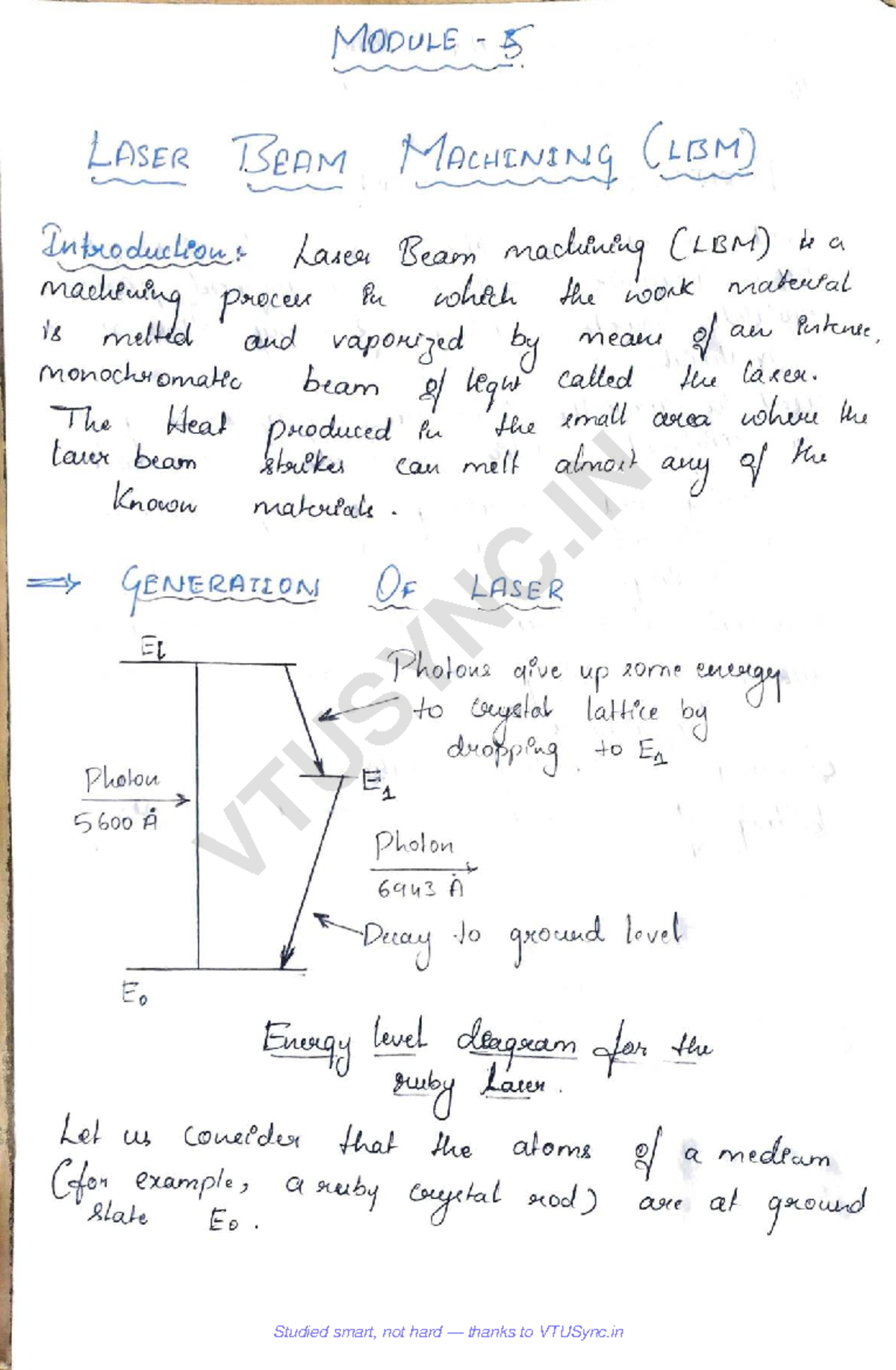 Module 5 - LBM Notes on Laser Beam Machining Techniques - Studocu