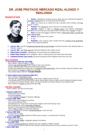Reading Material Jose Rizal Childhood - Jose Rizal’s Childhood: The ...