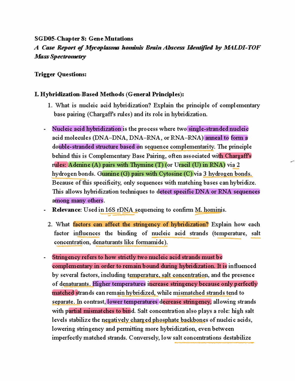 8: Gene Mutations and Nucleic Acid Hybridization Techniques (Sgd5-block ...