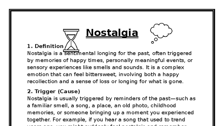 Coaching Seminar: Understanding Nostalgia and Its Effects - Studocu