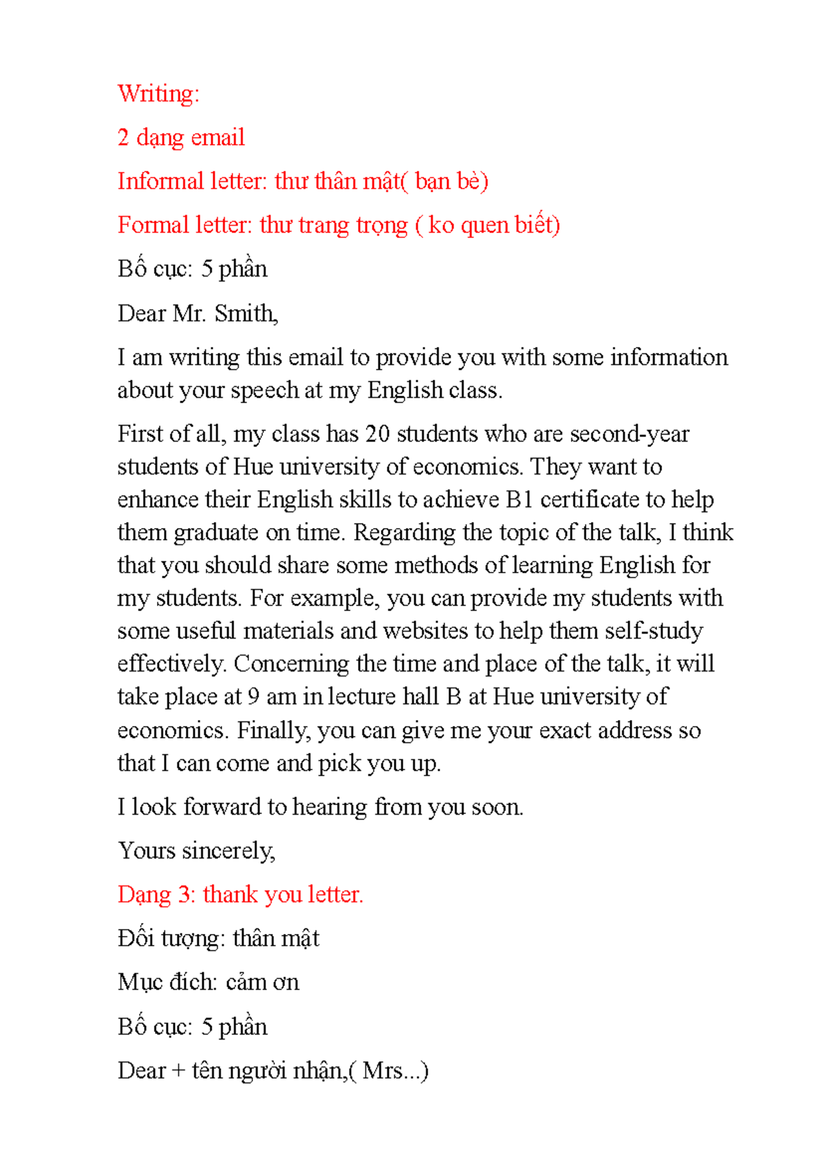 Writing Emails: Informal & Formal Letter Formats - Studocu