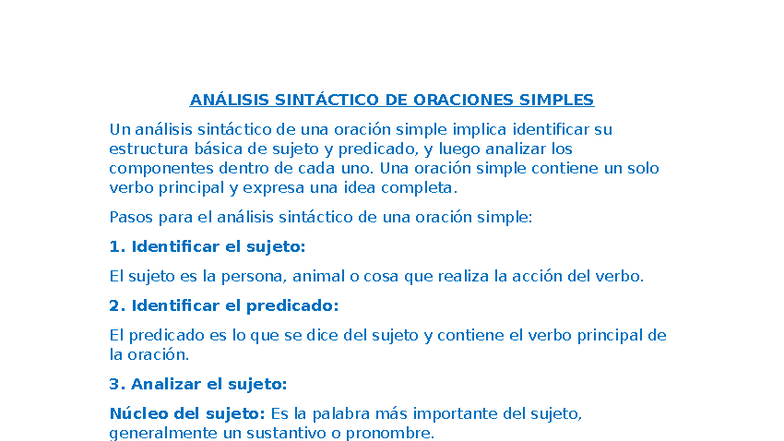 Análisis Sintáctico DE Oraciones Simples - ANÁLISIS SINTÁCTICO DE ...