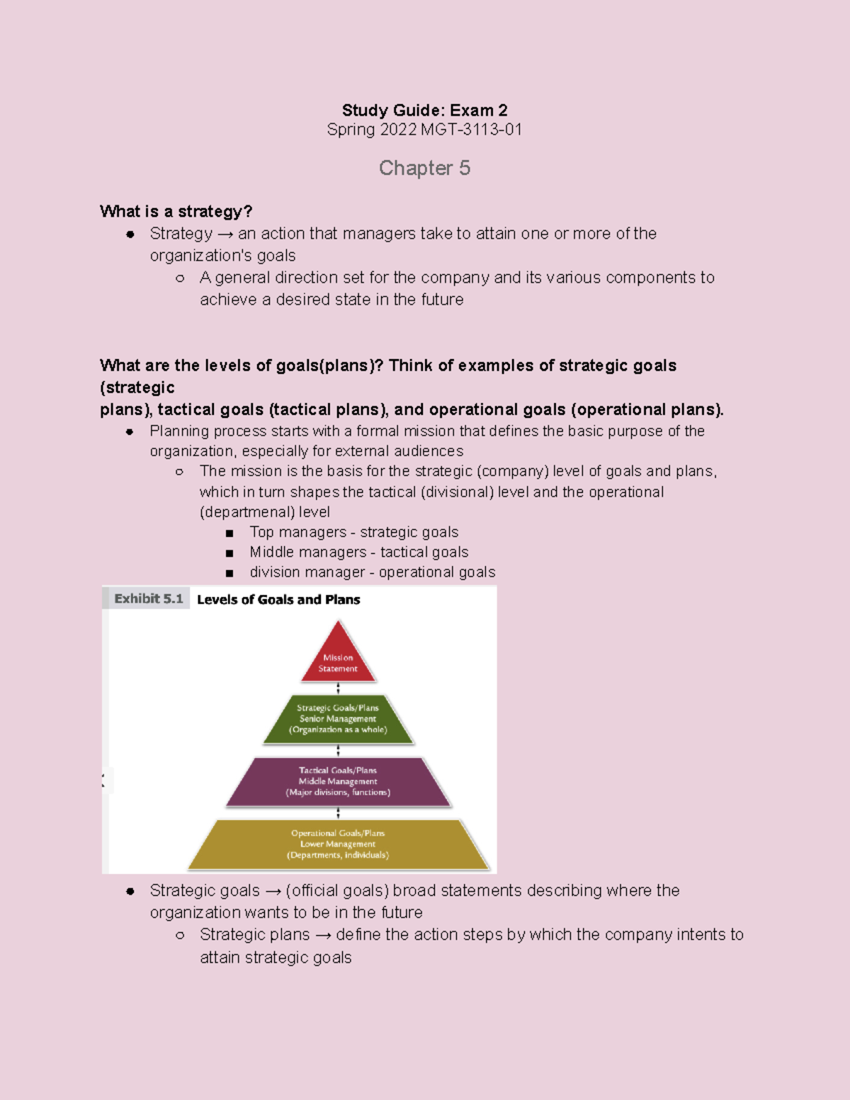 MGT-3113: Study Guide for Management Exam 2 - Key Concepts & Strategies ...
