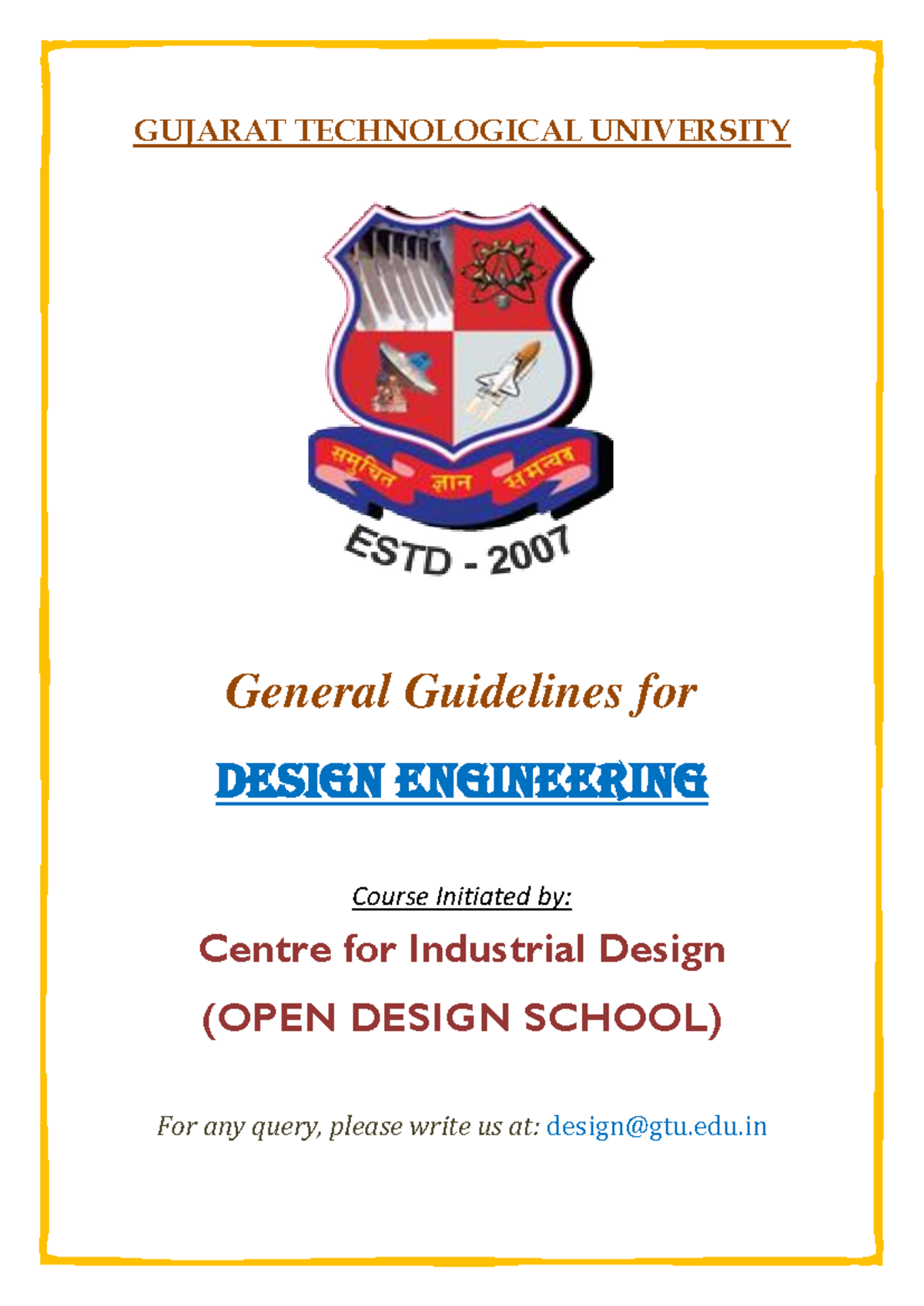 General Guidelines for Design Engineering Modules (DE-1A, 1B, 2A, 2B ...