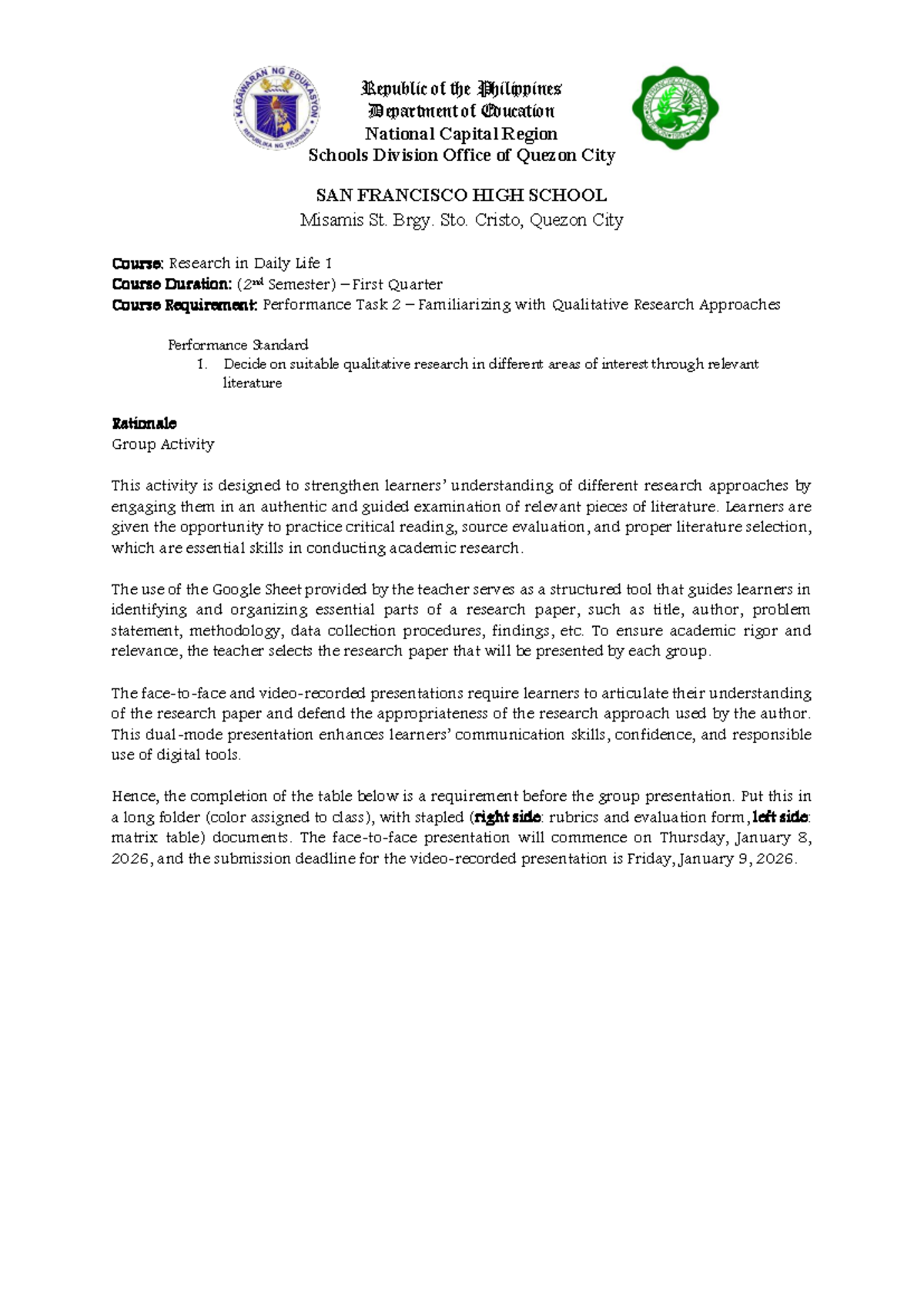 Research in Daily Life 1: Qualitative Research Approaches Task - Studocu